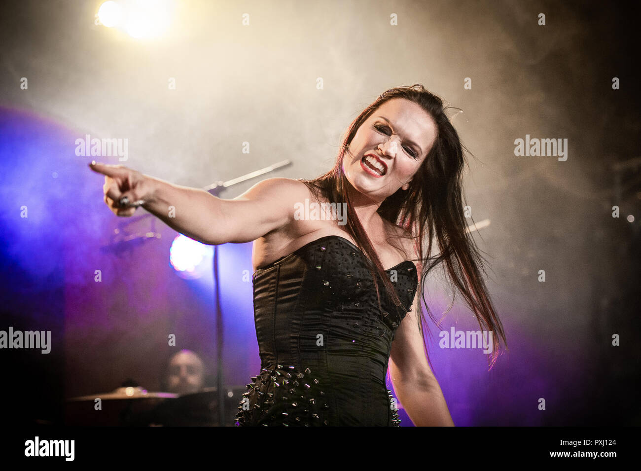 Finnish singer and songwriter, Tarja Turunen performing live on stage ...