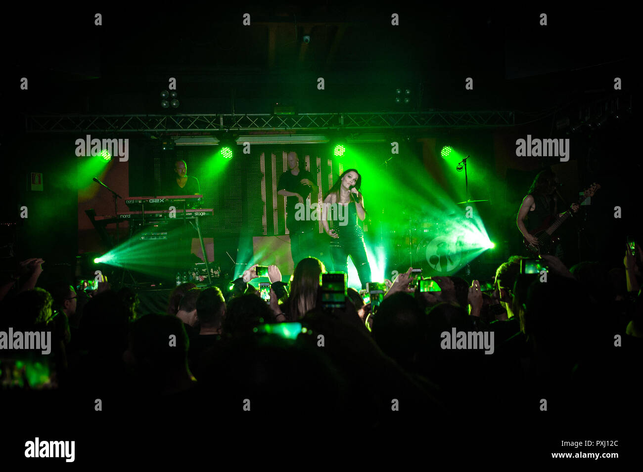 Finnish singer and songwriter, Tarja Turunen performing live on stage ...