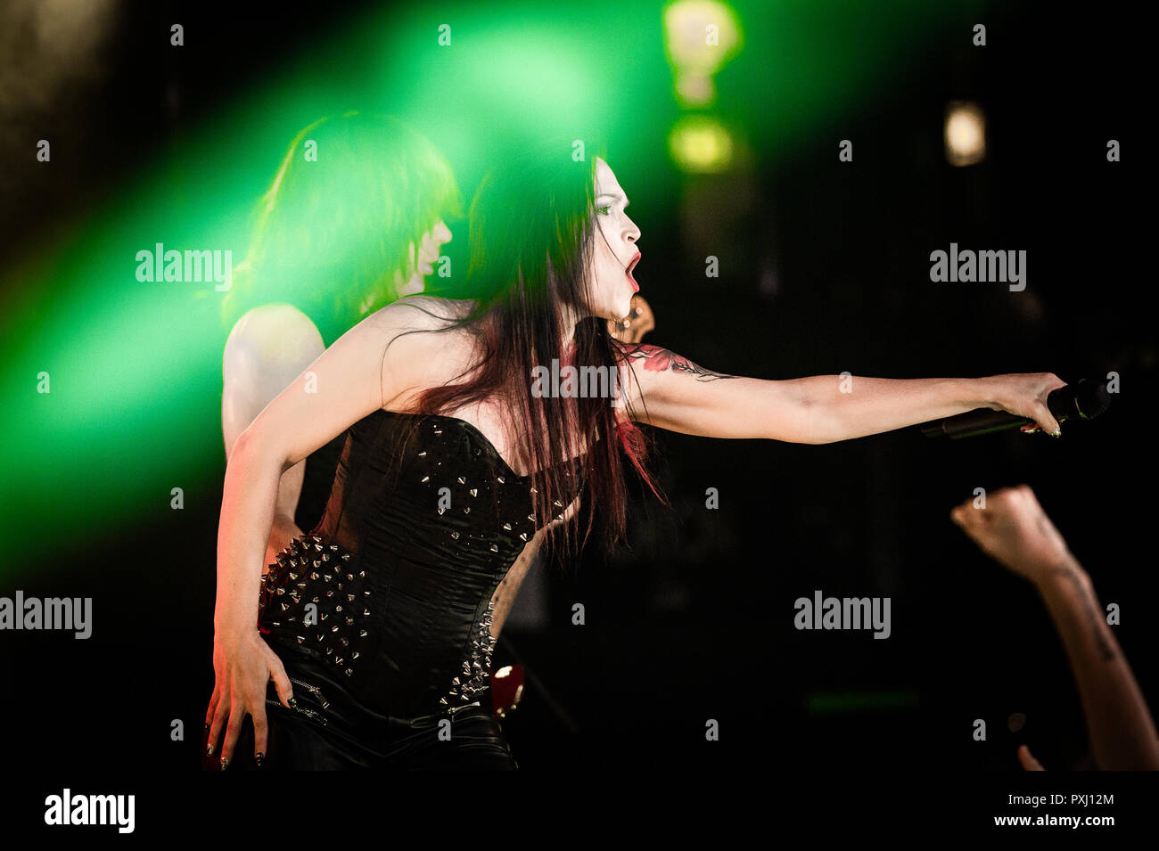 Finnish singer and songwriter, Tarja Turunen performing live on stage ...