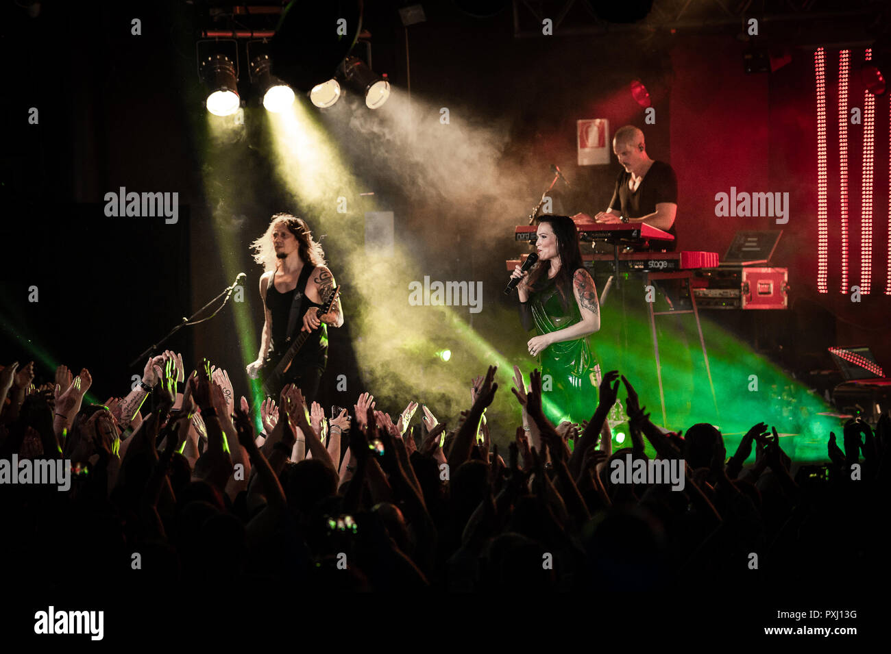 Finnish singer and songwriter, Tarja Turunen performing live on stage ...