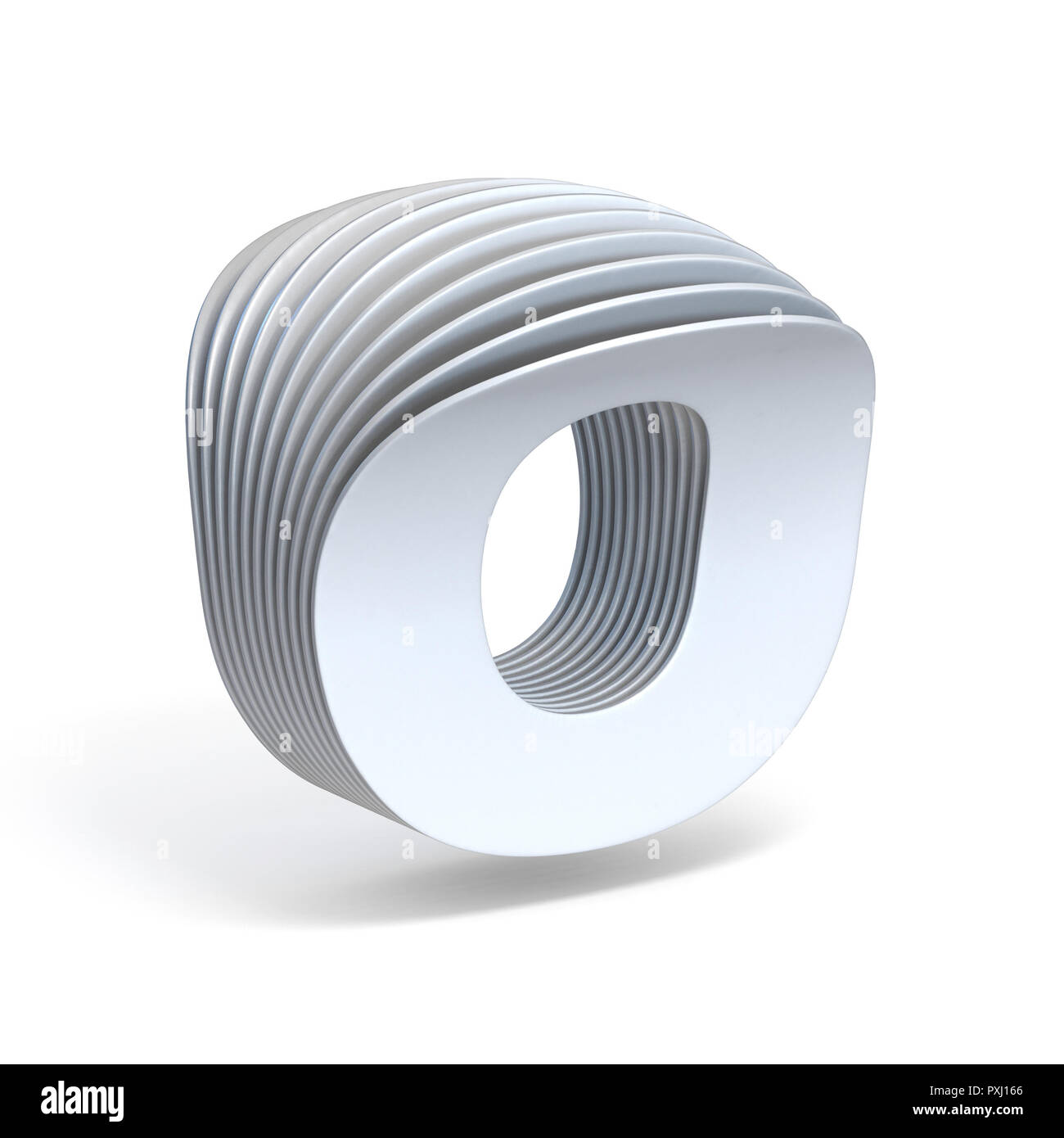 Curved paper sheets Letter O 3D render illustration isolated on white ...