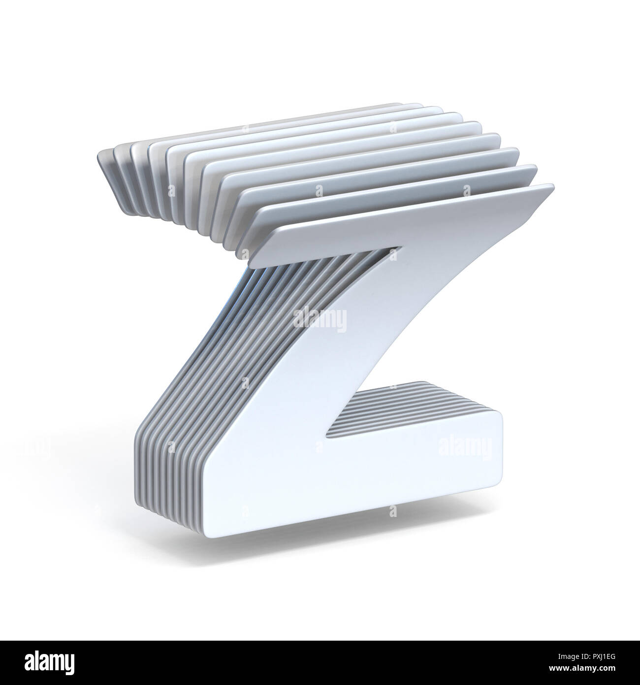 Curved paper sheets Letter Z 3D render illustration isolated on white ...