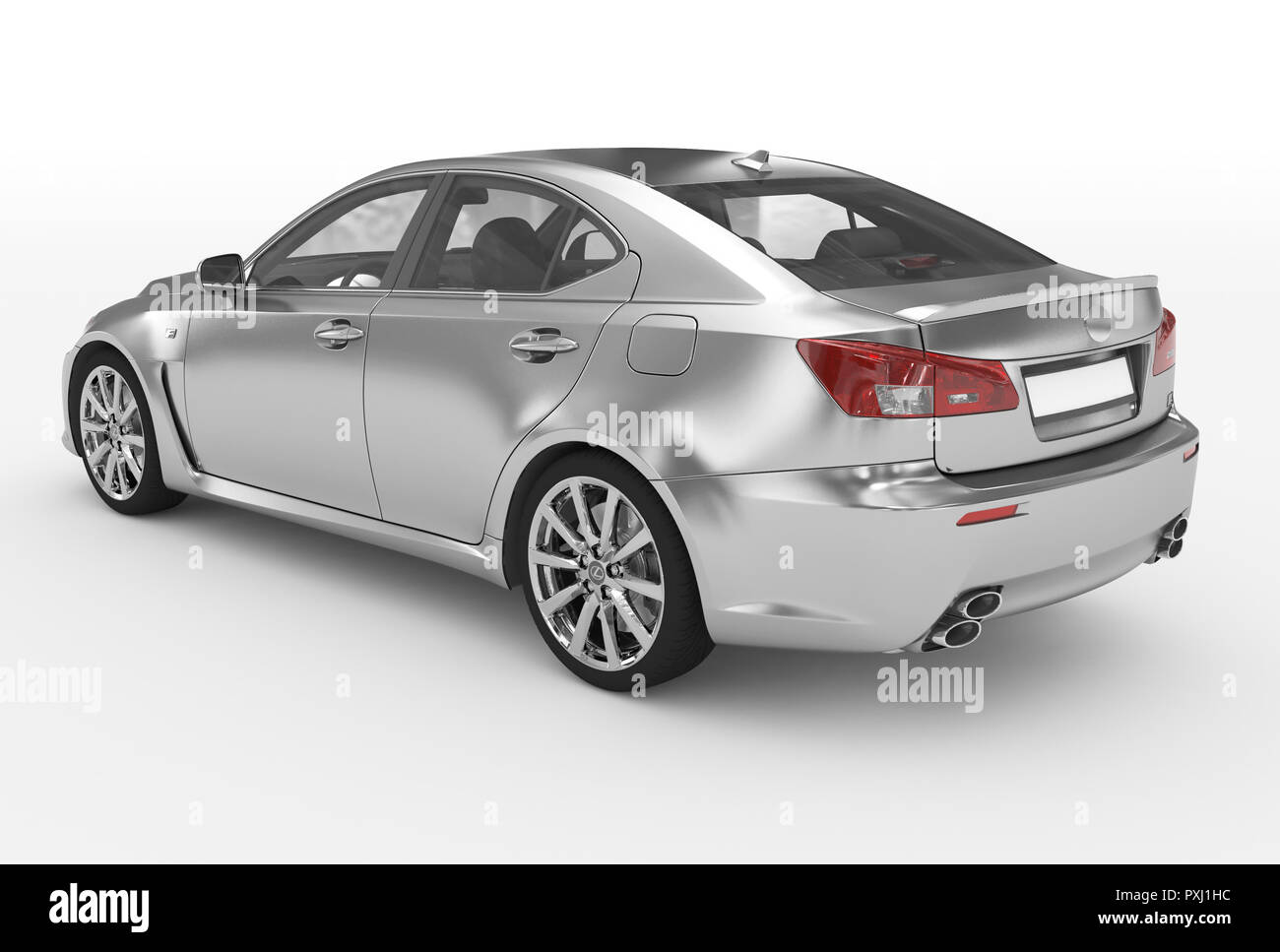 car isolated on white - silver, transparent glass - back-left side view ...