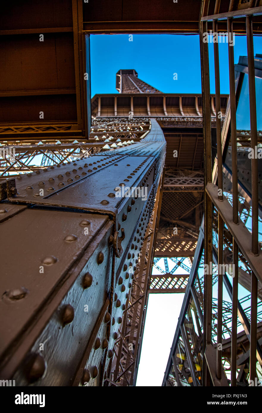 France Paris, the internal structures of of the Eiffel tower Stock ...