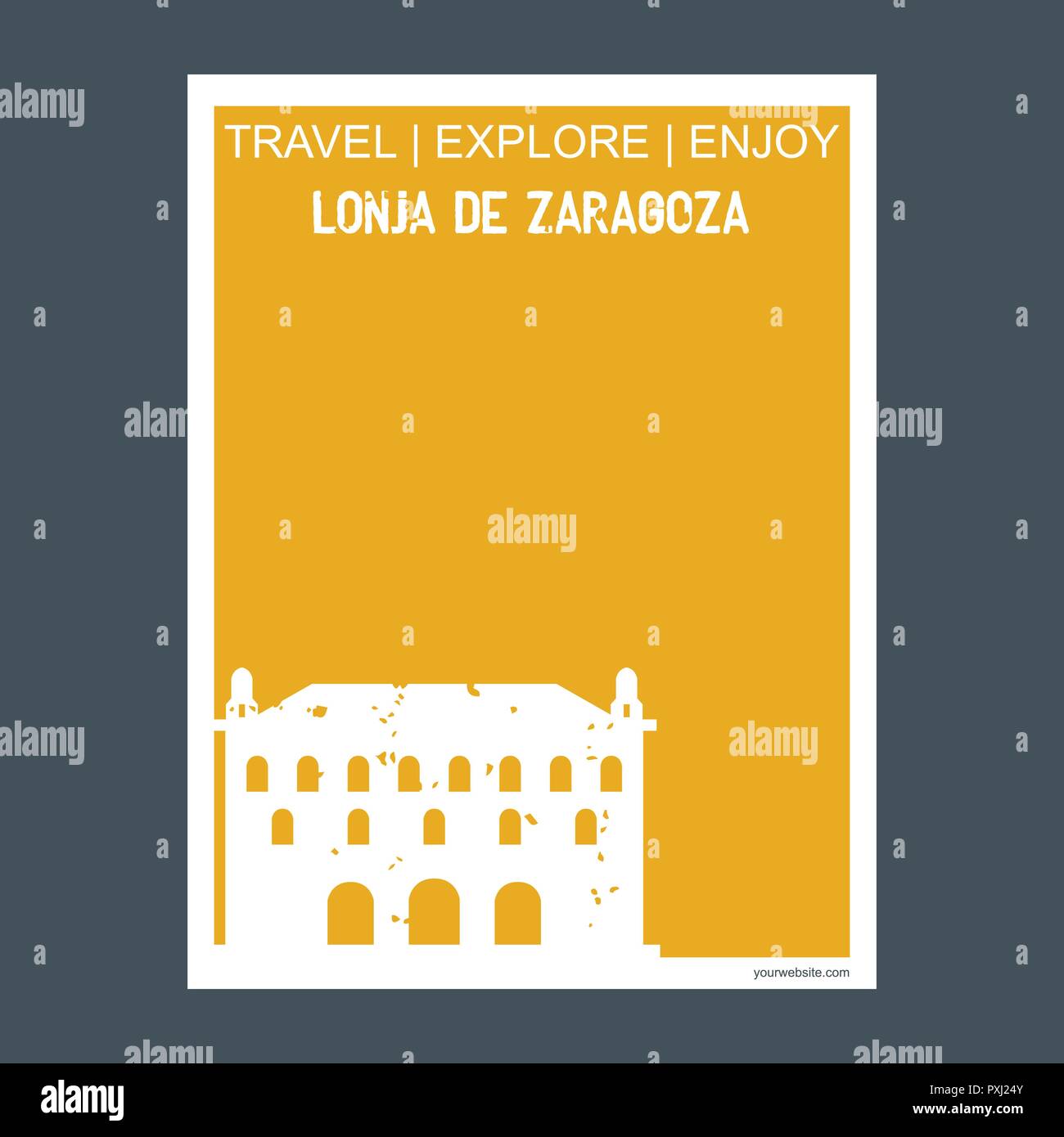 Lonja De Zaragoza, Spain monument landmark brochure Flat style and ...