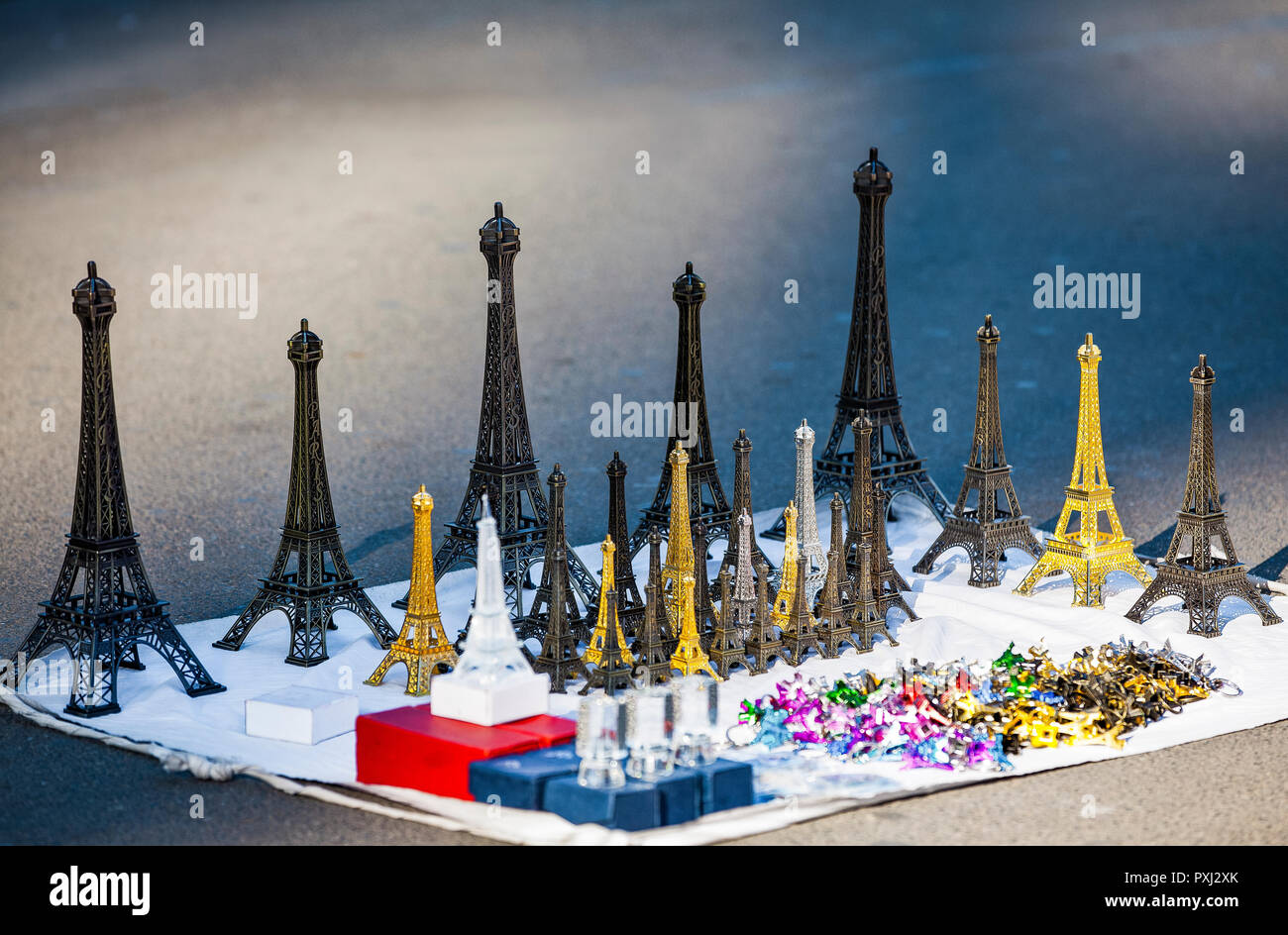 France Paris, Eiffel tower miniatures Stock Photo - Alamy