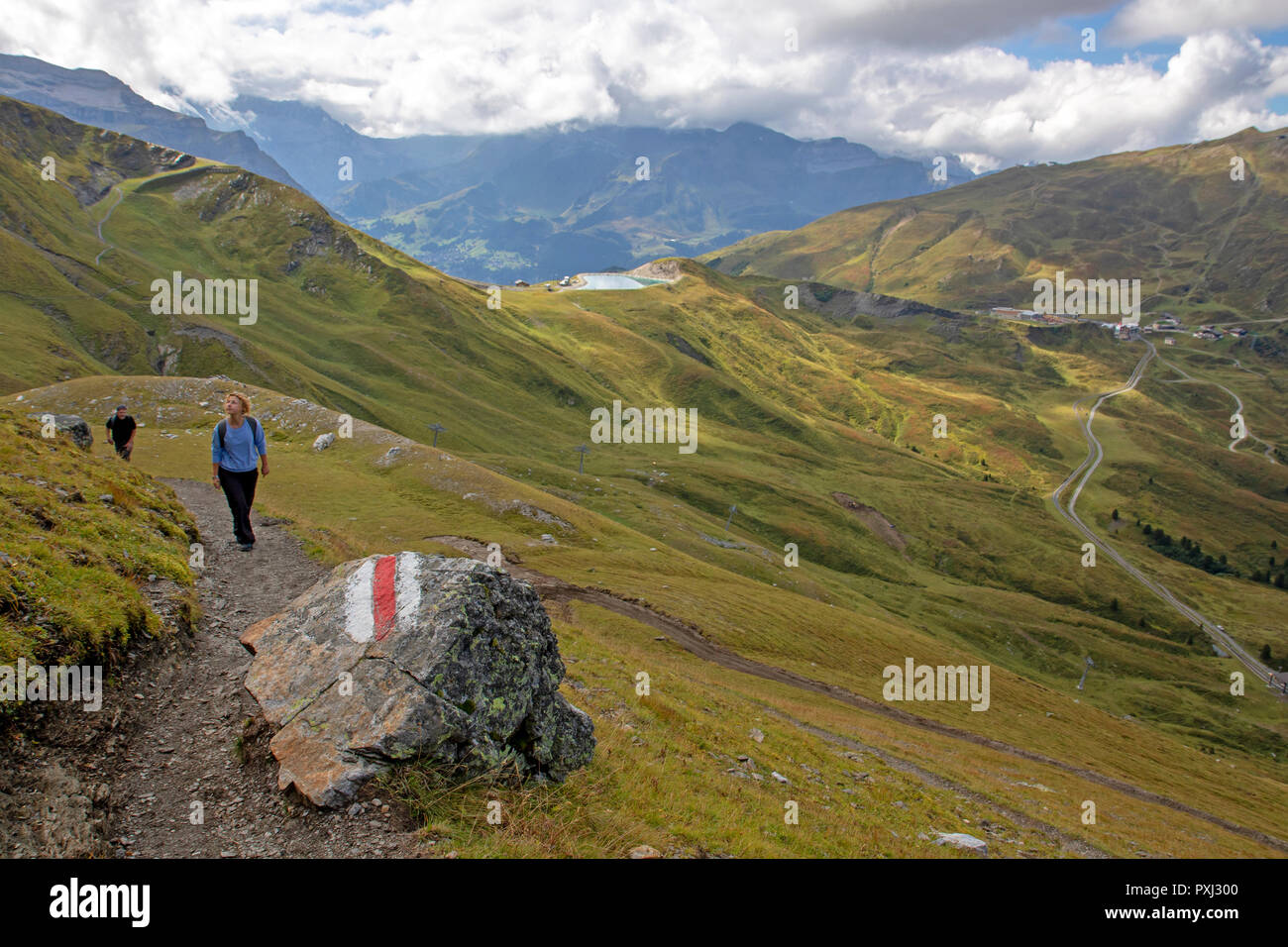 Hikers on the Eiger Trail Stock Photo - Alamy