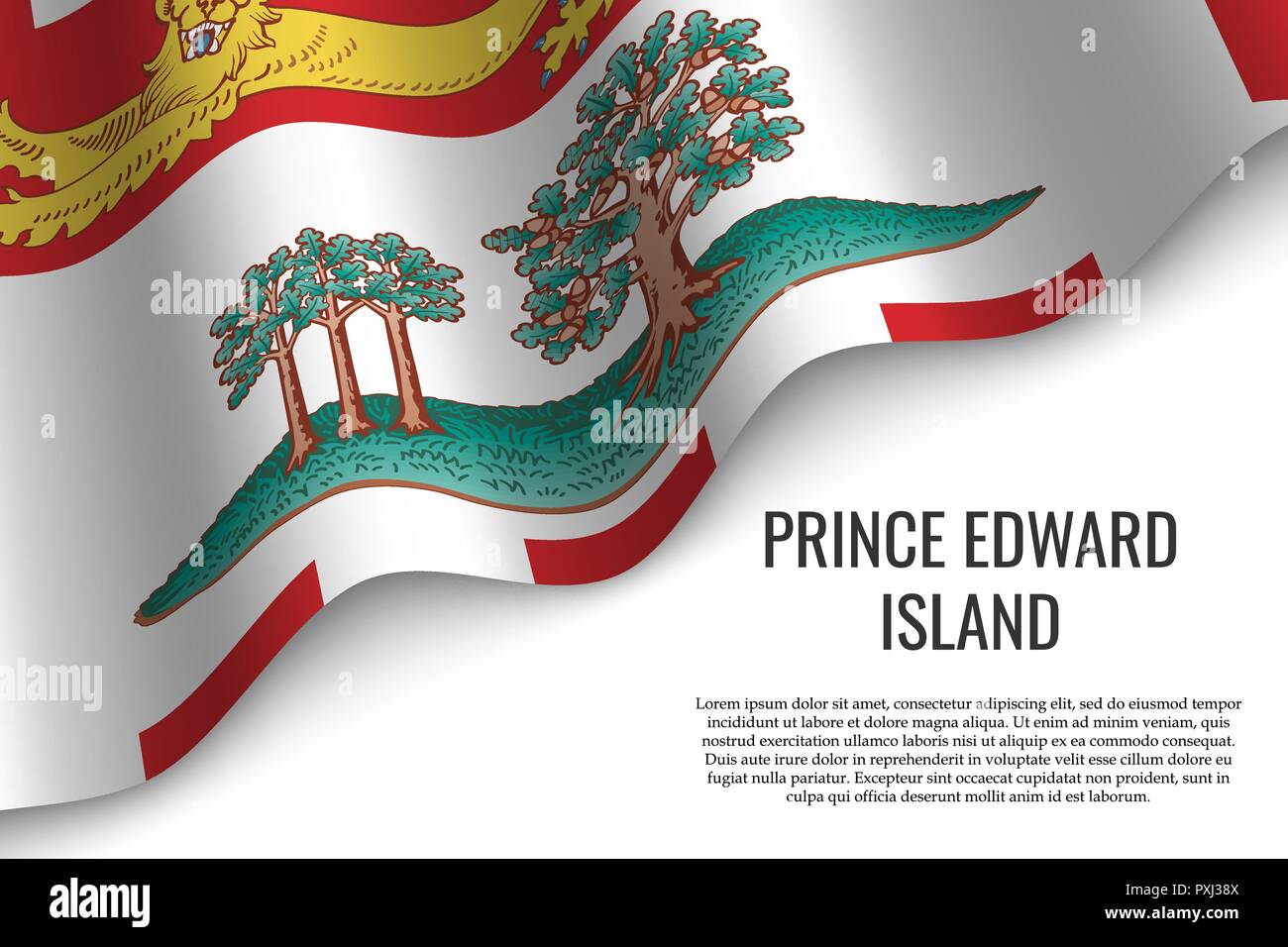 waving flag of Prince Edward Island is a region of Canada on ...