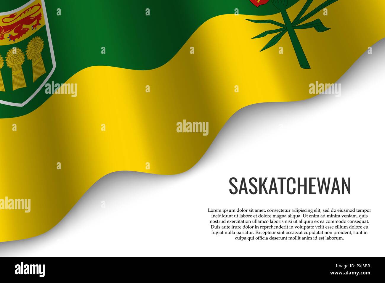 waving flag of Saskatchewan is a region of Canada on transparent ...