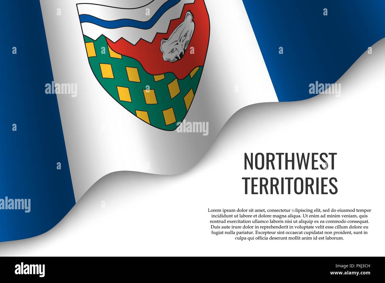waving flag of Northwest Territories is a region of Canada on ...
