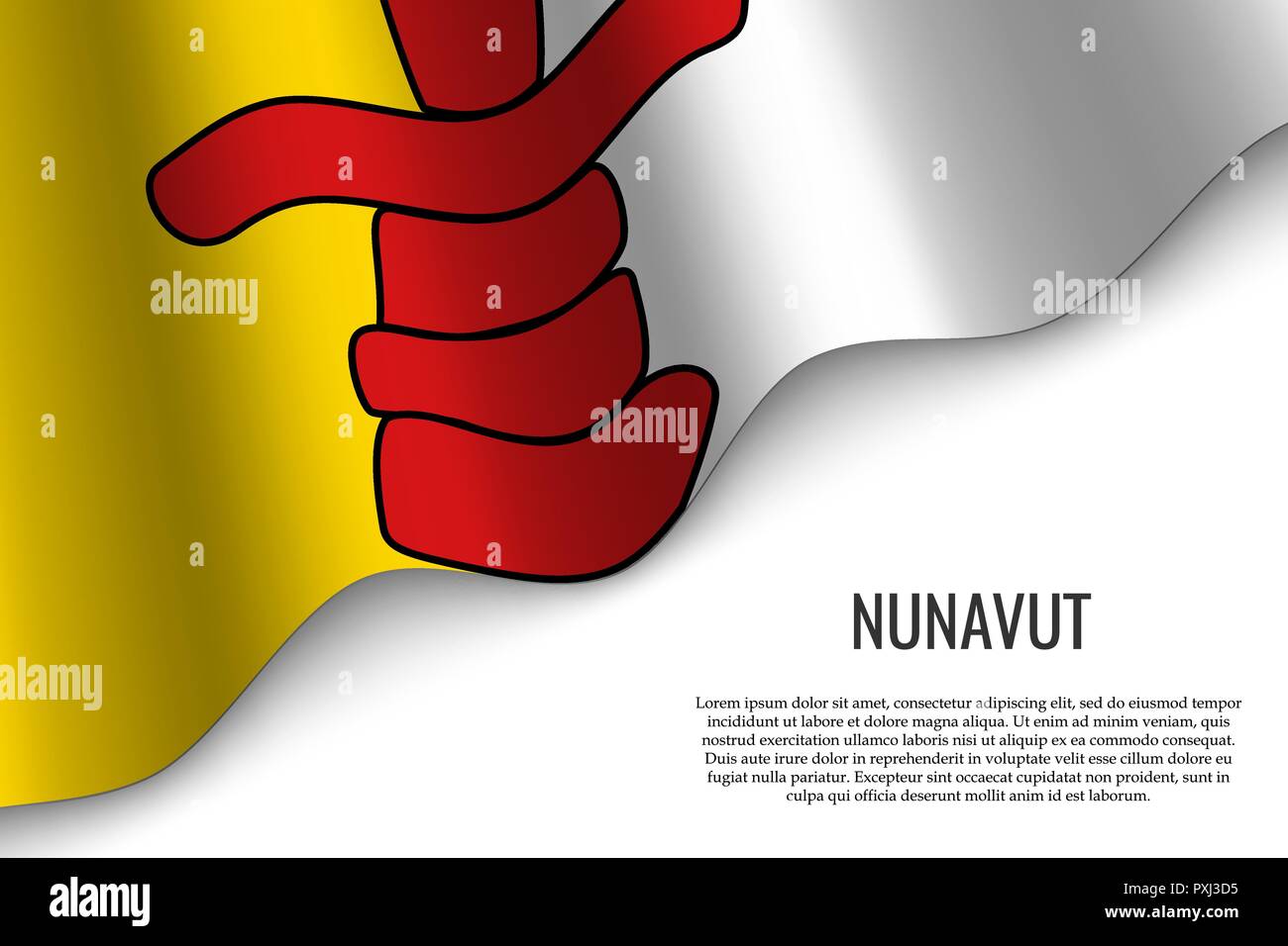 waving flag of Nunavut is a region of Canada on transparent background ...