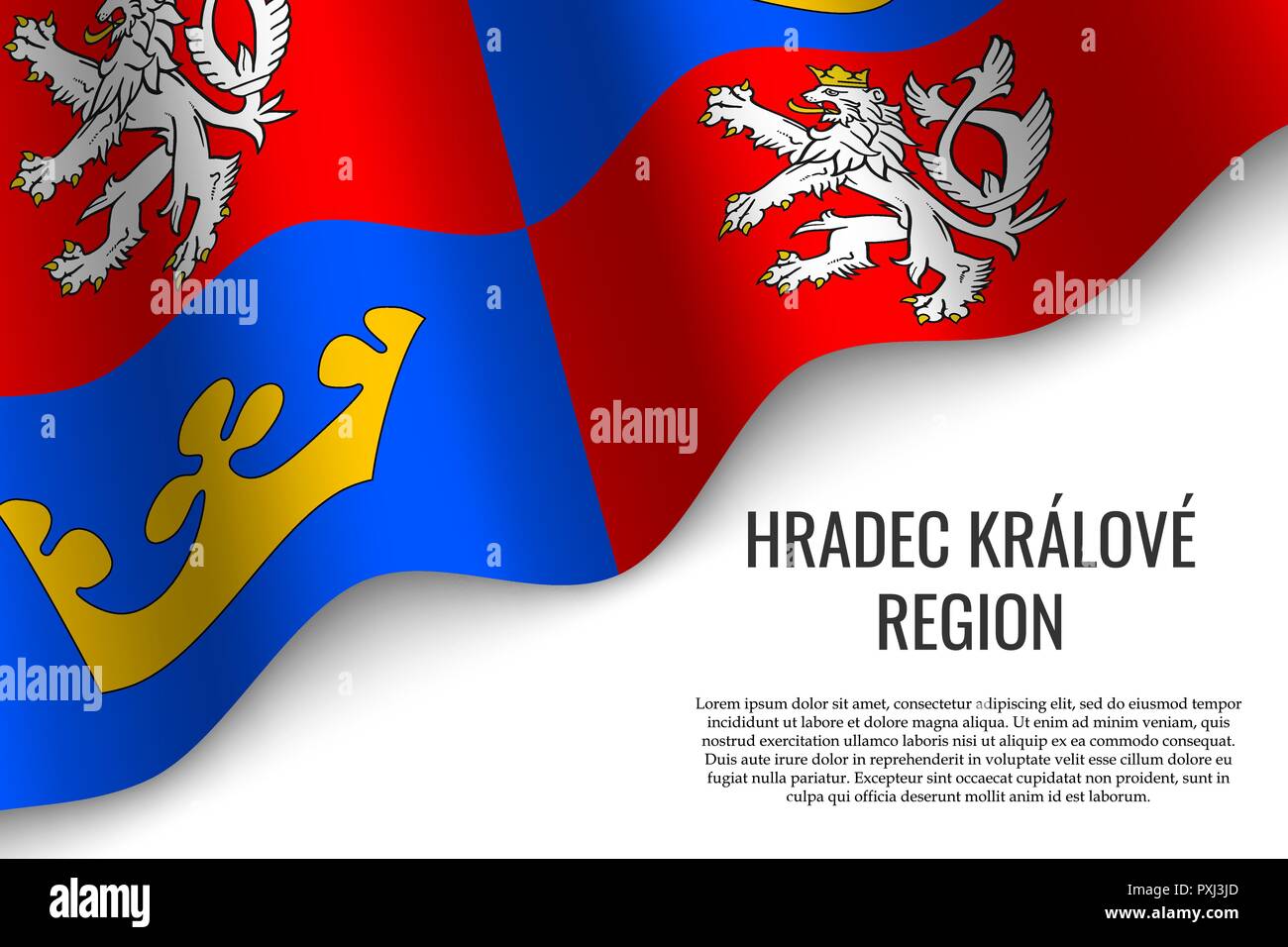 waving flag of Hradec Kralove Region is a region of Czech Republic on ...