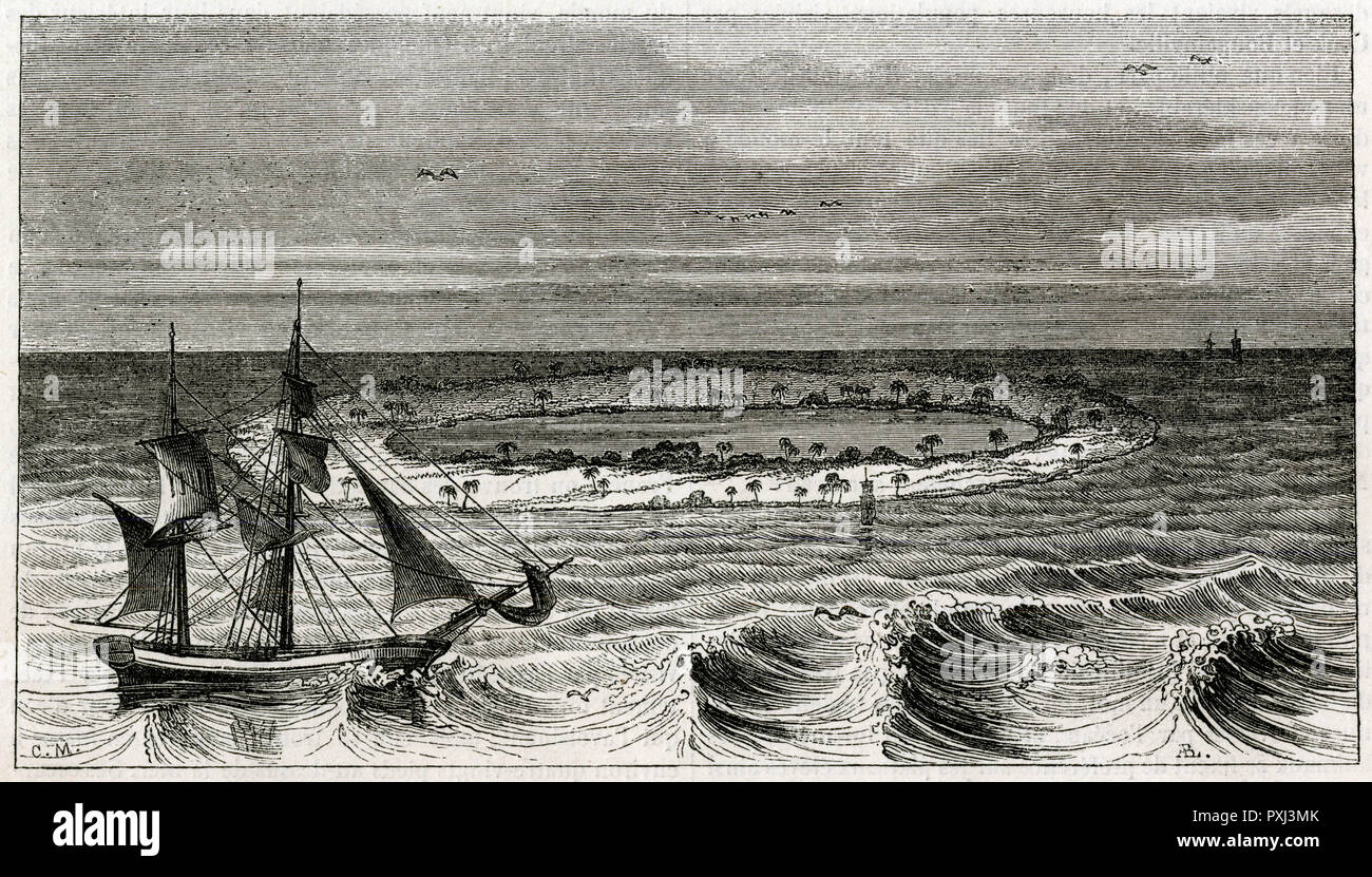 Captain Beechey at Coral Atoll Stock Photo - Alamy