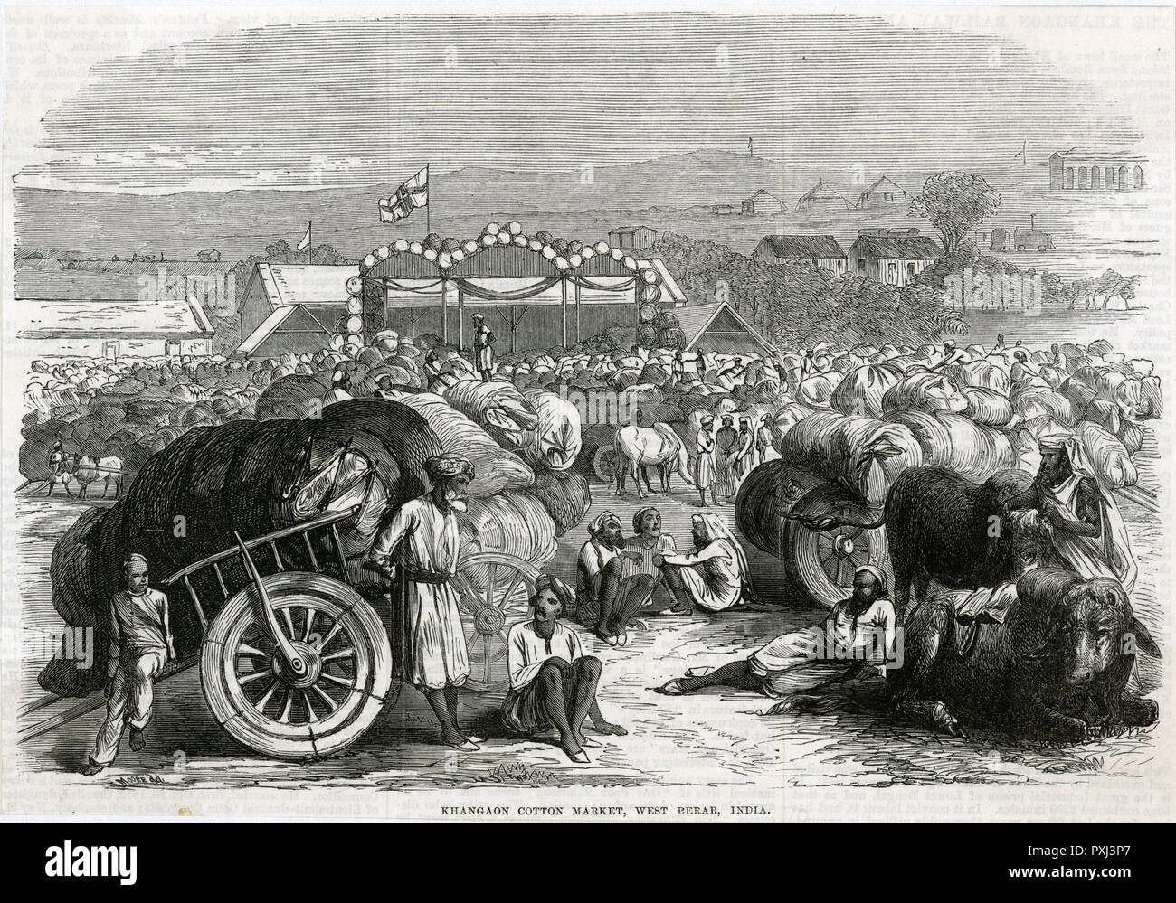 Khangaon cotton market, India 1870 Stock Photo - Alamy