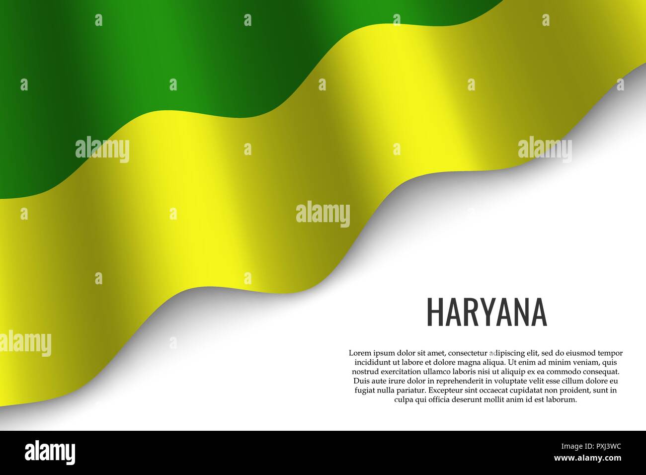 waving flag of Haryana is a region of India on white background ...
