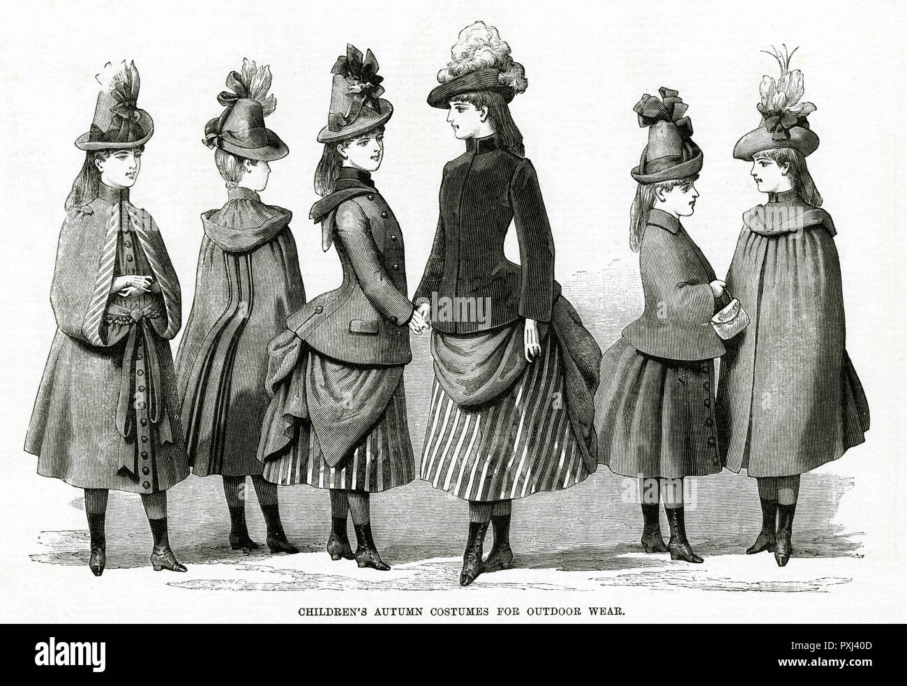 Children's Autumn costumes for outdoor wear 1886 Stock Photo - Alamy