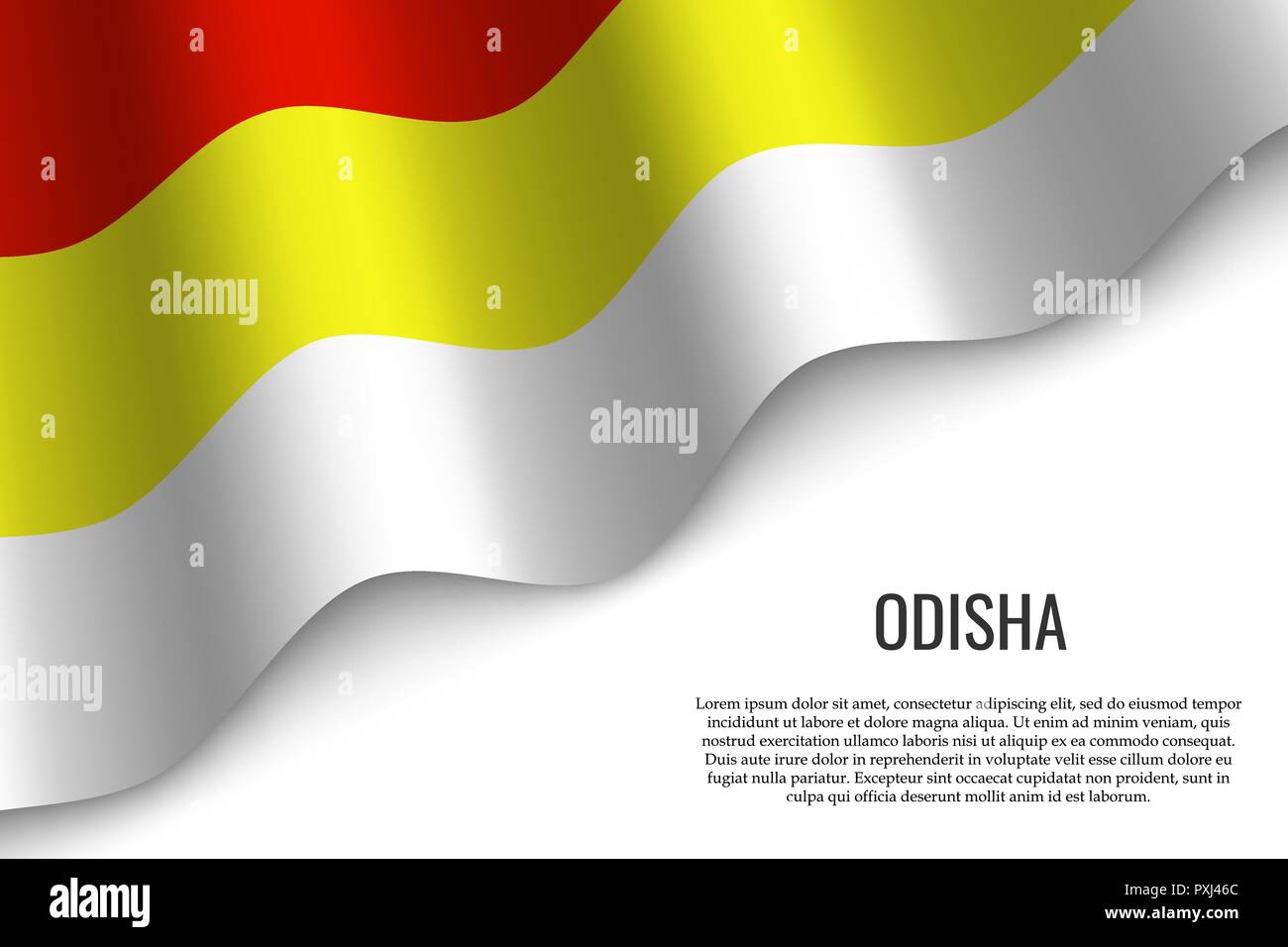 waving flag of Odisha is a region of India on white background ...