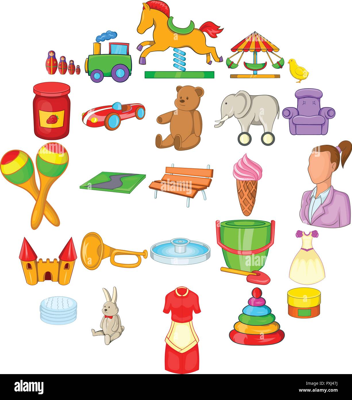 Nursery maid icons set, cartoon style Stock Vector Image & Art - Alamy