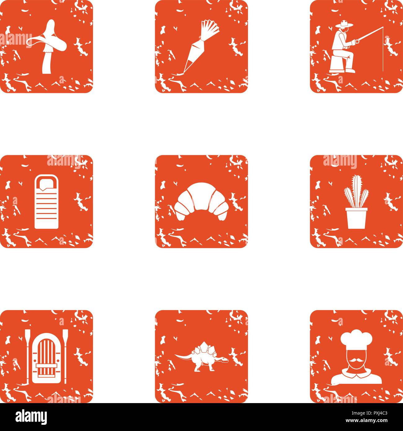 Catch fish icons set, grunge style Stock Vector Image & Art - Alamy