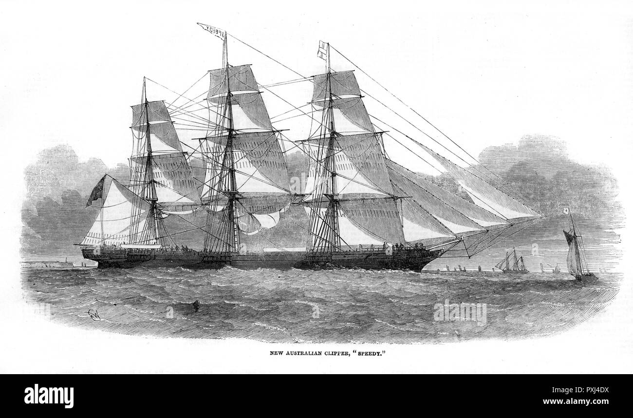 Historical clipper ship Black and White Stock Photos & Images - Alamy