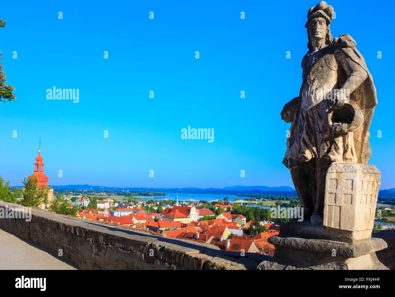 City view and statue from the Castle Stock Photo - Alamy