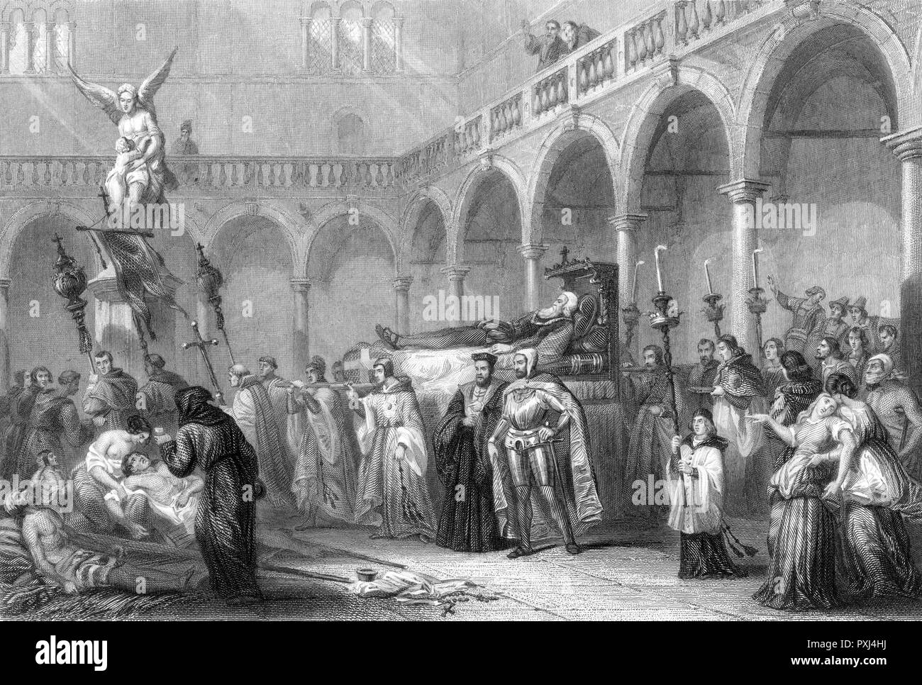 Burial of plague victims Black and White Stock Photos & Images - Alamy