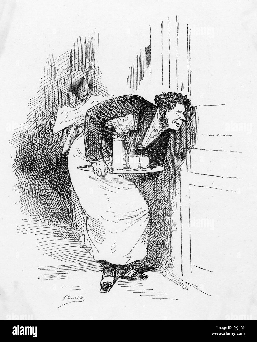 PEEPING WAITER 1879 Stock Photo - Alamy
