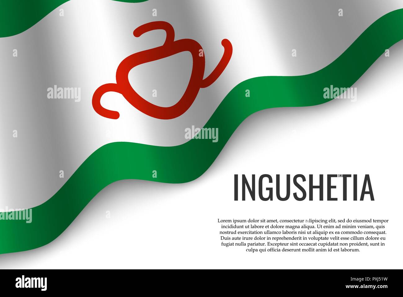 waving flag of Ingushetia is a region of Russia on transparent ...