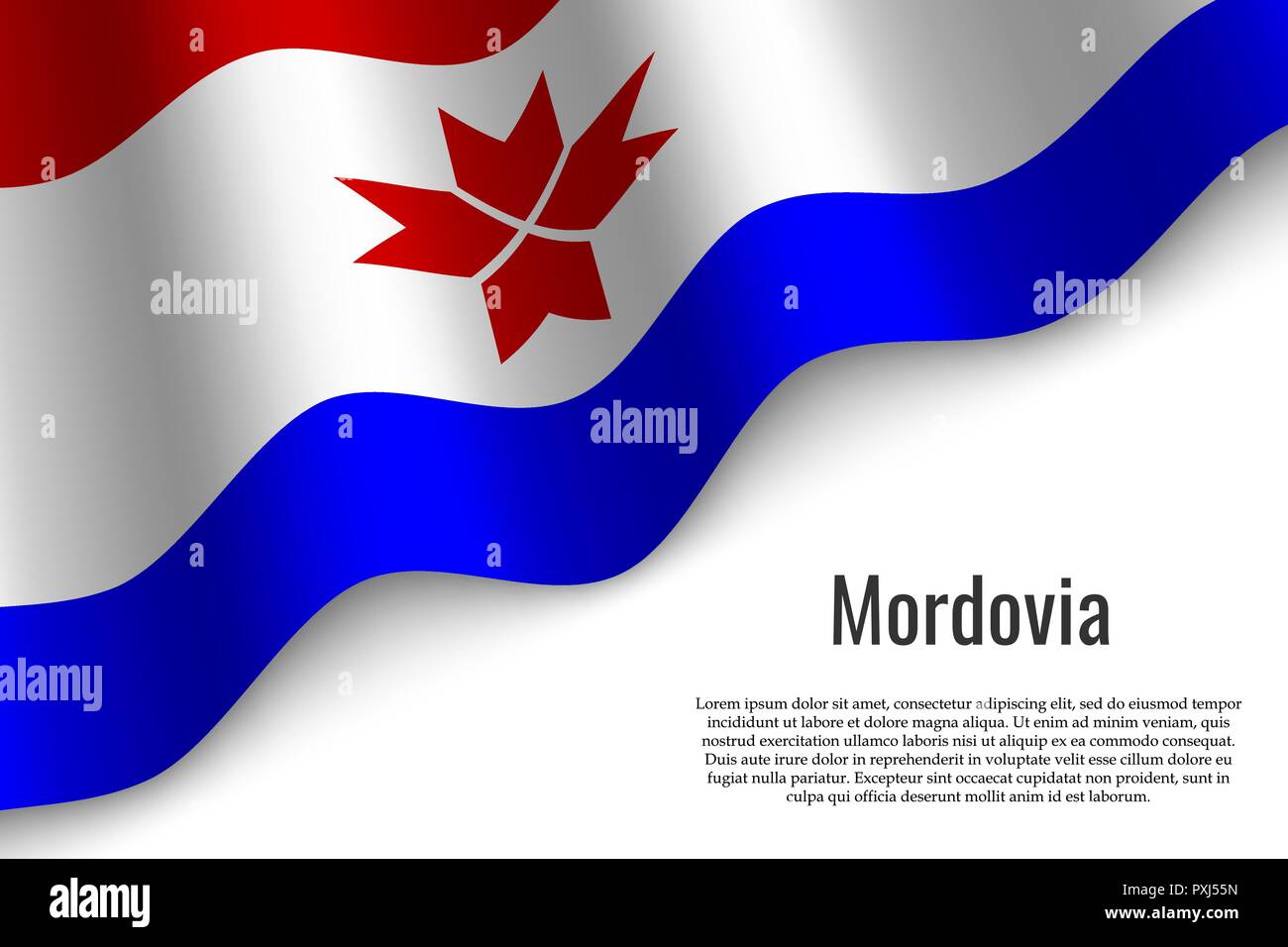 waving flag of Mordovia is a region of Russia on transparent background ...