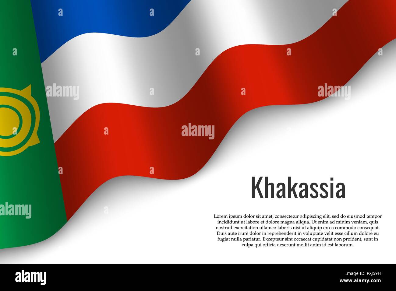 waving flag of Khakassia is a region of Russia on transparent ...