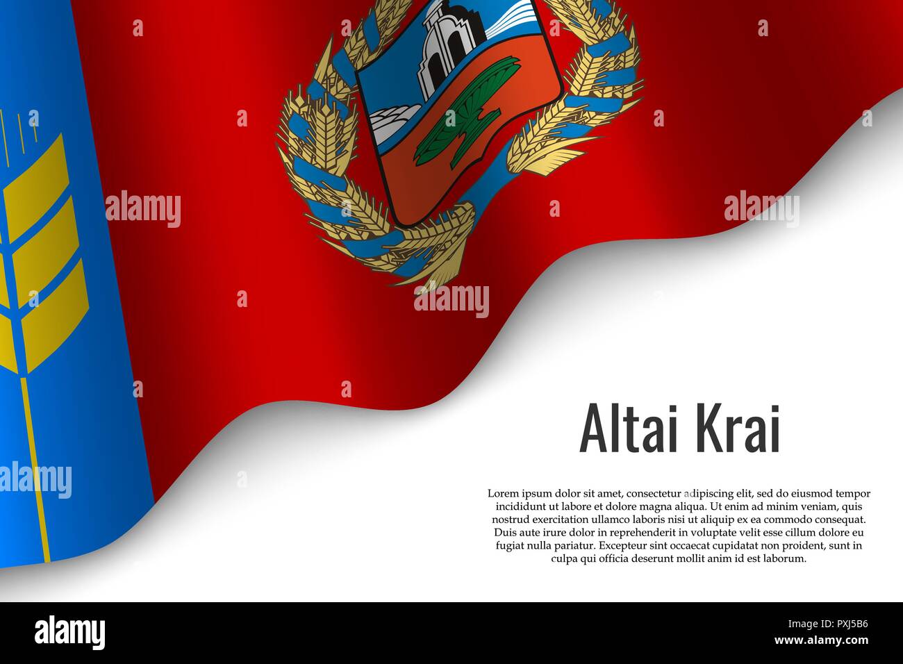 waving flag of Altai Krai is a region of Russia on transparent ...