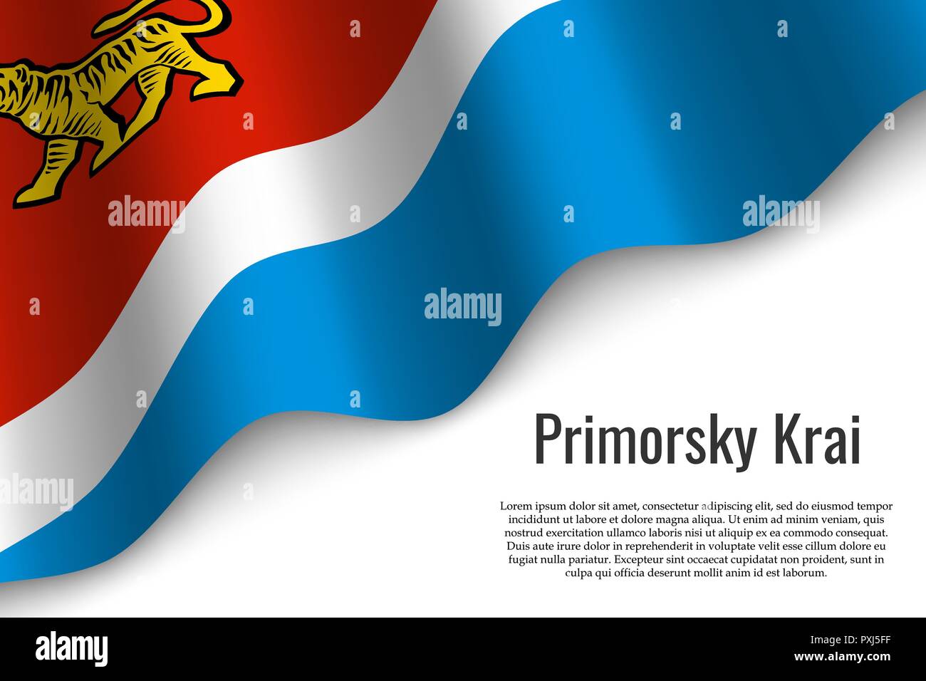 waving flag of Primorsky Krai is a region of Russia on transparent ...