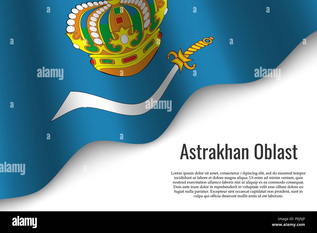 waving flag of Astrakhan Oblast is a region of Russia on transparent ...
