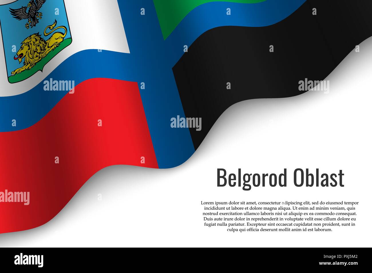 waving flag of Belgorod Oblast is a region of Russia on transparent ...