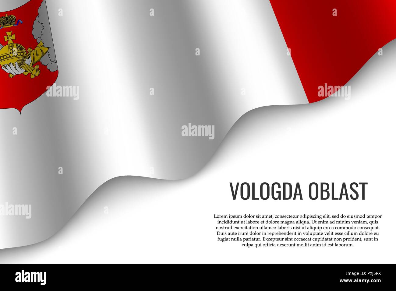 waving flag of Vologda Oblast is a region of Russia on transparent ...