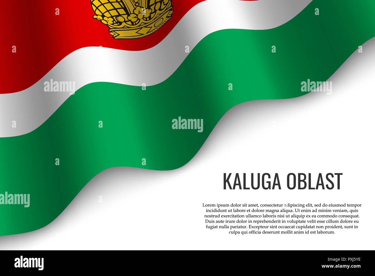 waving flag of Kaluga Oblast is a region of Russia on transparent ...