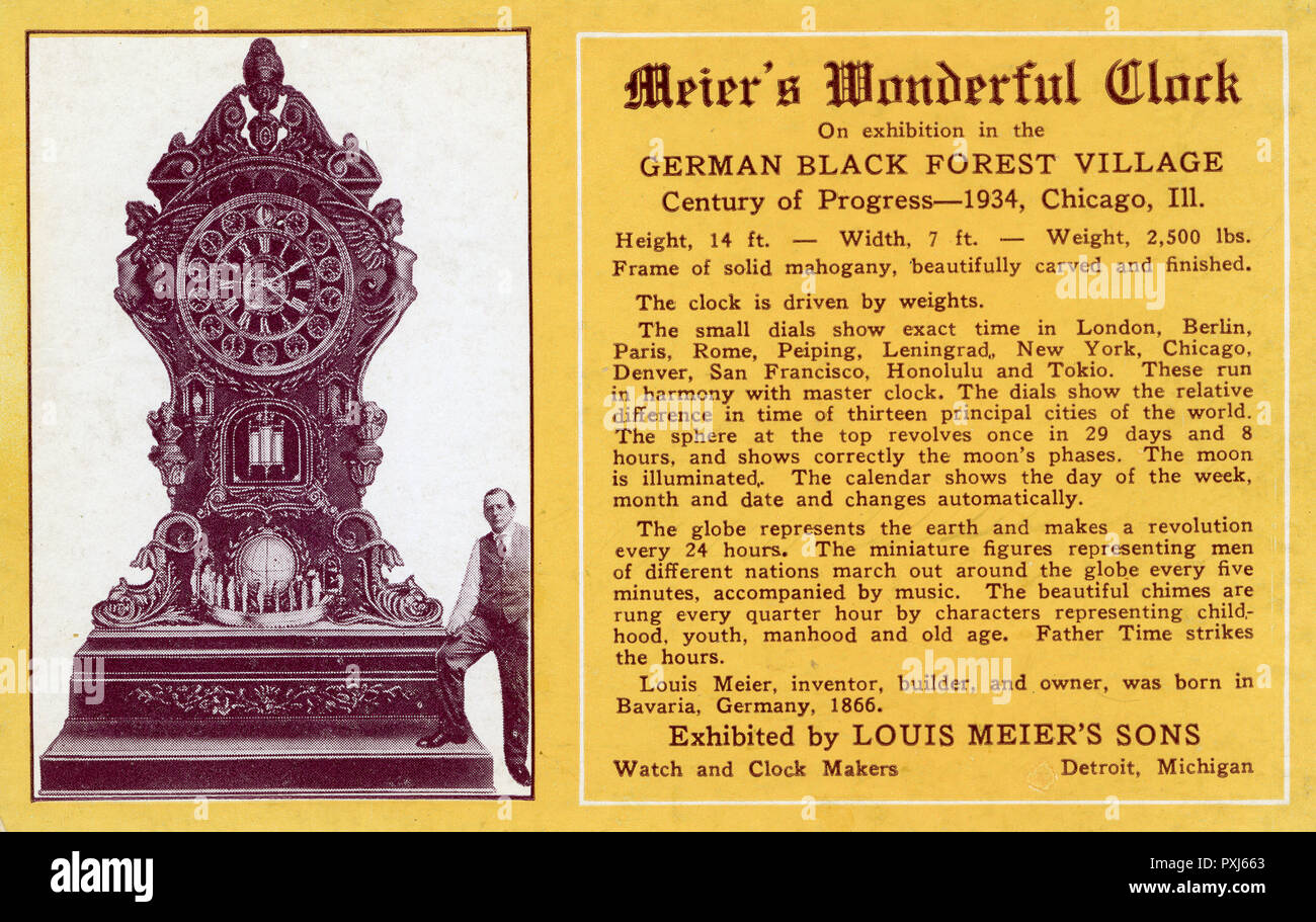 Chicago World's Fair - Meier's Wonderful Clock Stock Photo - Alamy