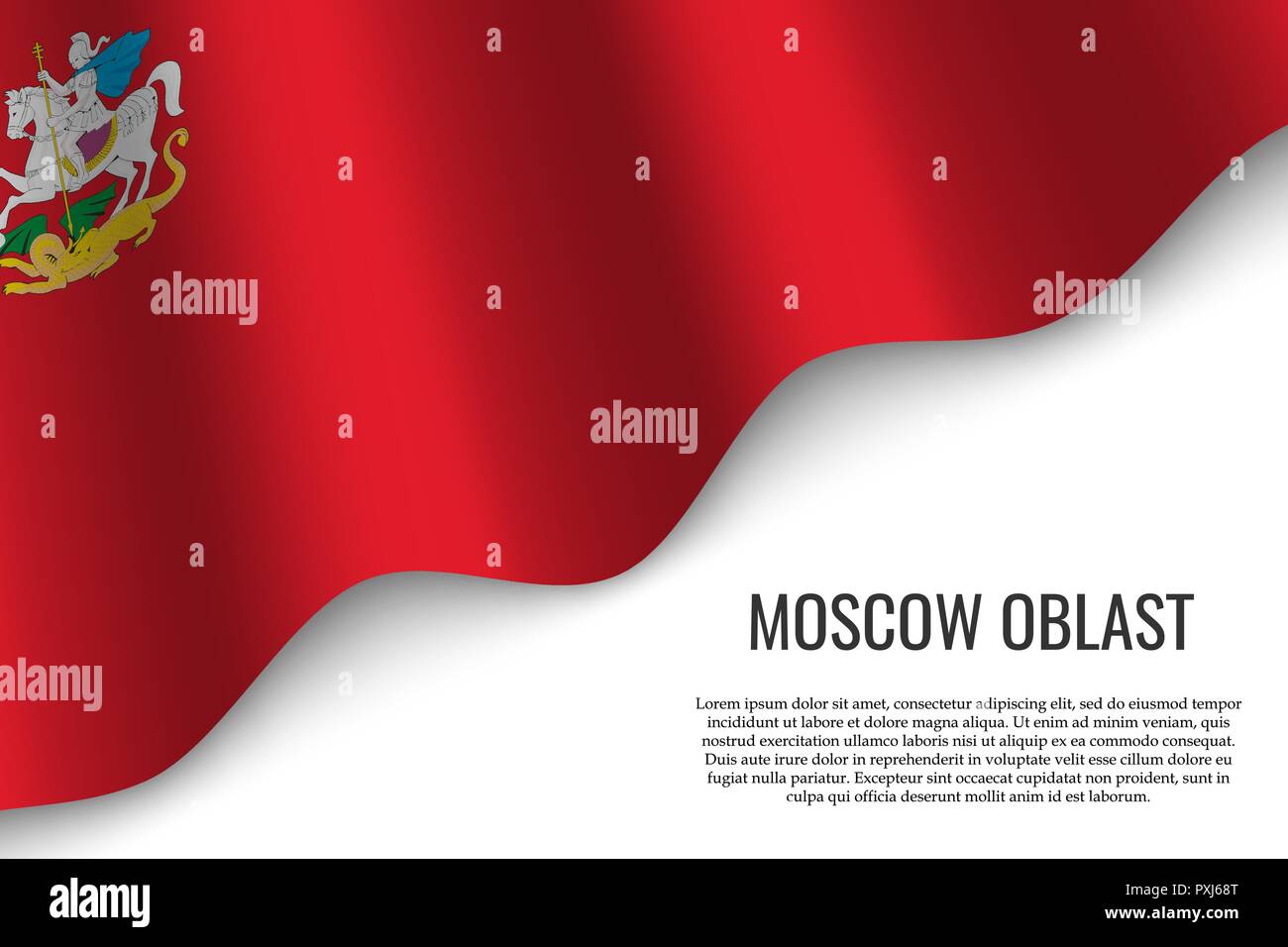 waving flag of Moscow Oblast is a region of Russia on transparent ...