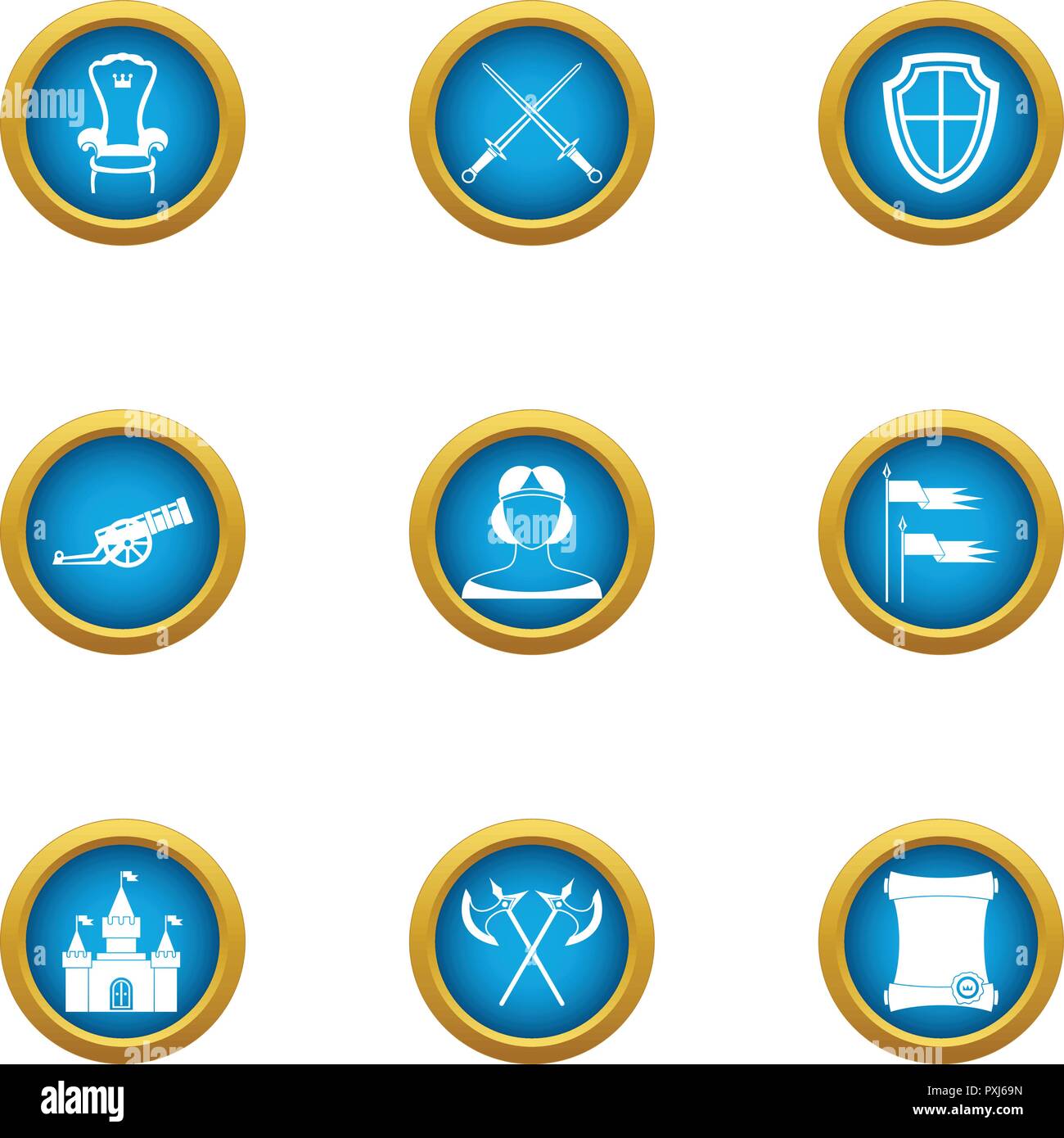Medieval feat icons set, flat style Stock Vector Image & Art - Alamy