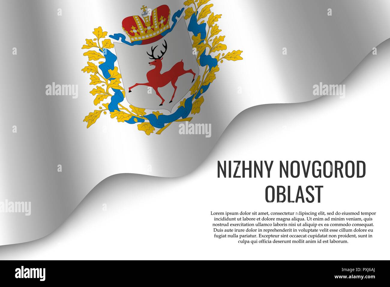 waving flag of Nizhny Novgorod Oblast is a region of Russia on ...