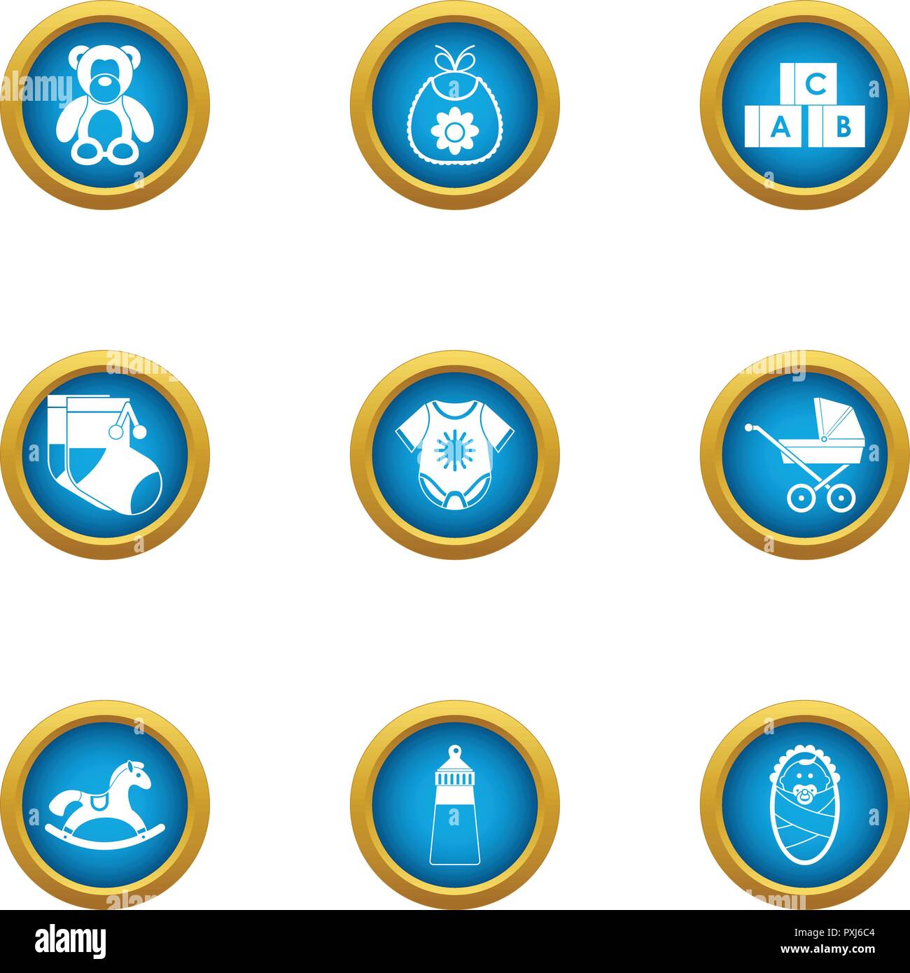 Puerile icons set, flat style Stock Vector Image & Art - Alamy