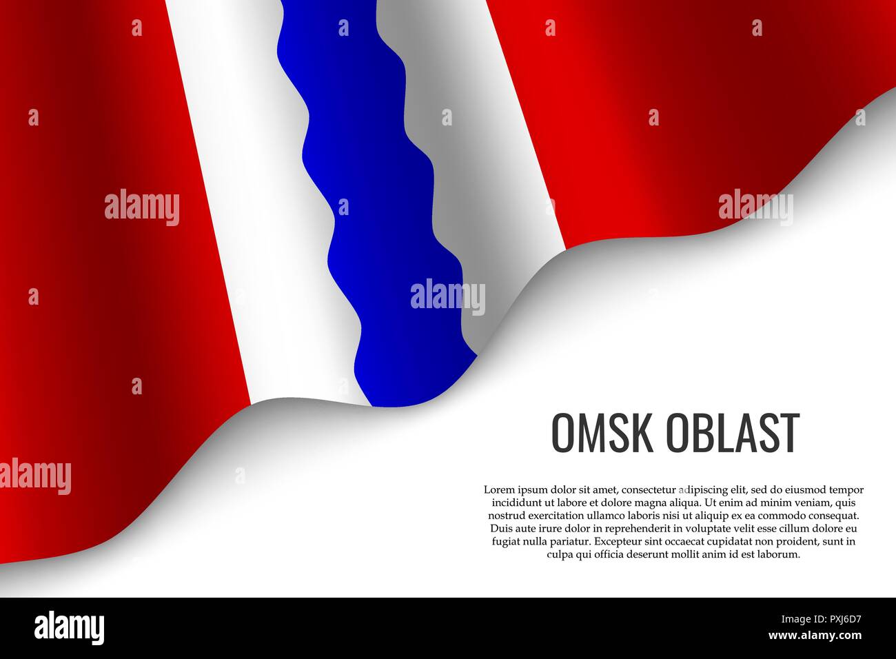 waving flag of Omsk Oblast is a region of Russia on transparent ...