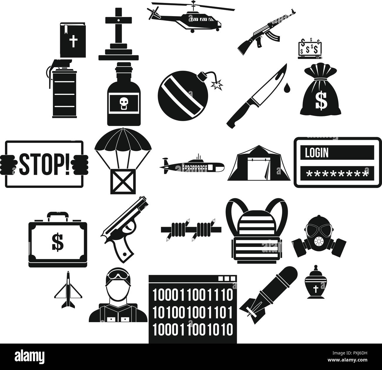 Military icons set, simple style Stock Vector Image & Art - Alamy