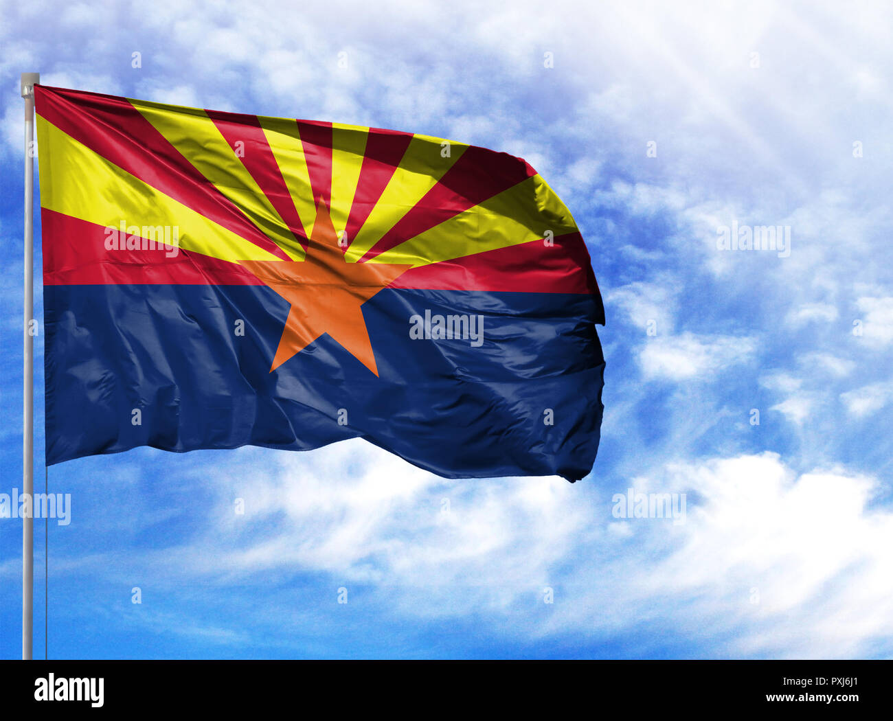 Arizona state flag on flagpole hi-res stock photography and images - Alamy