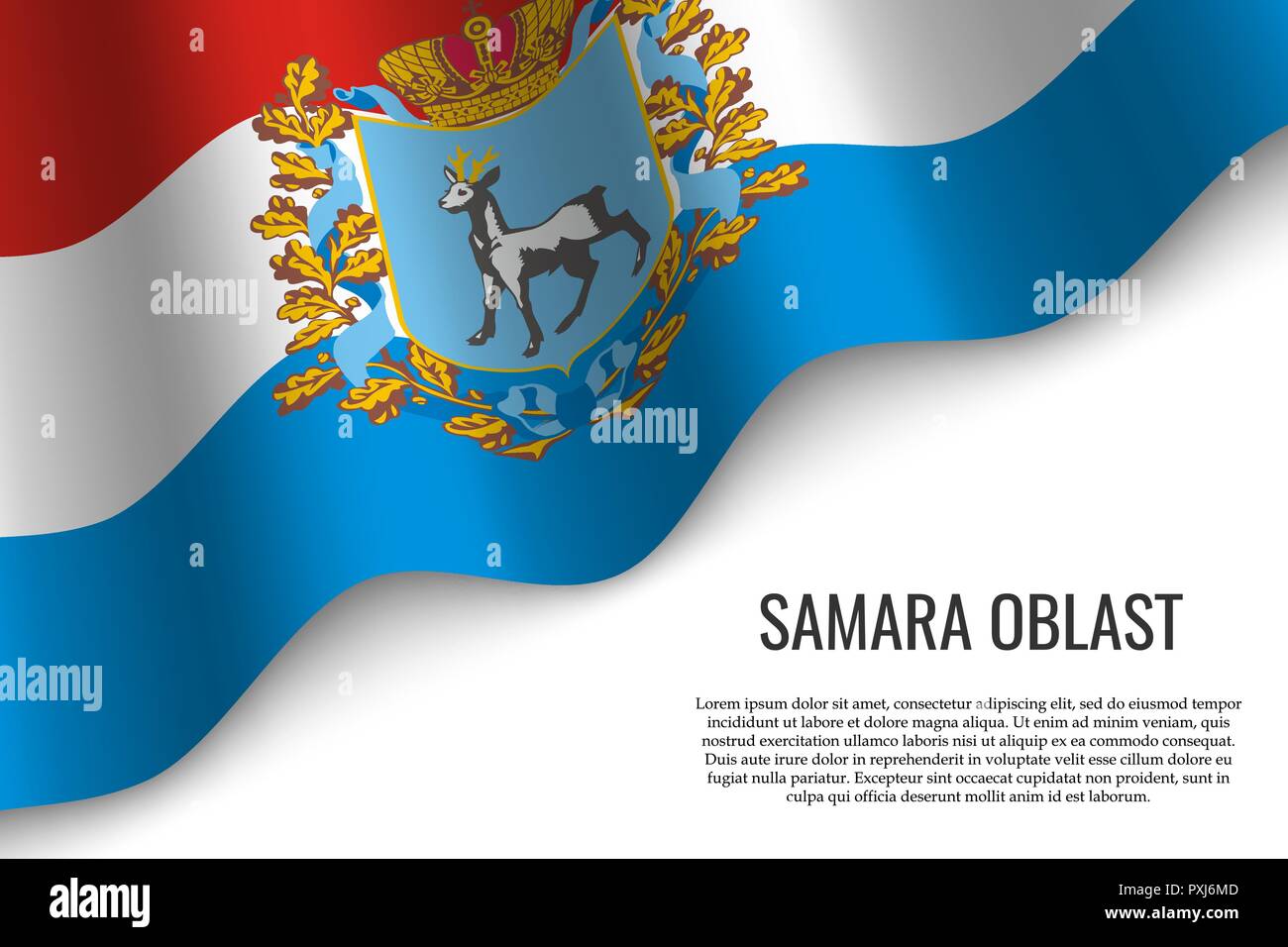 waving flag of Samara Oblast is a region of Russia on transparent ...