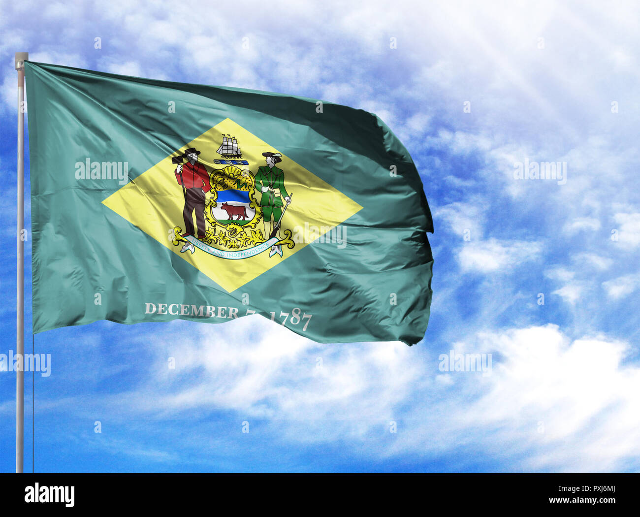 Flag delaware waving in wind hi-res stock photography and images - Alamy
