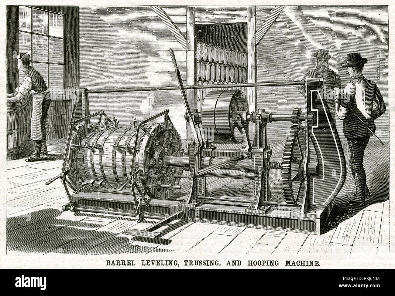 Two separate devices, the first by a machine which compresses the ...