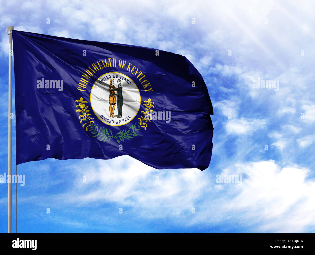 Kentucky flag on flagpole hi-res stock photography and images - Alamy