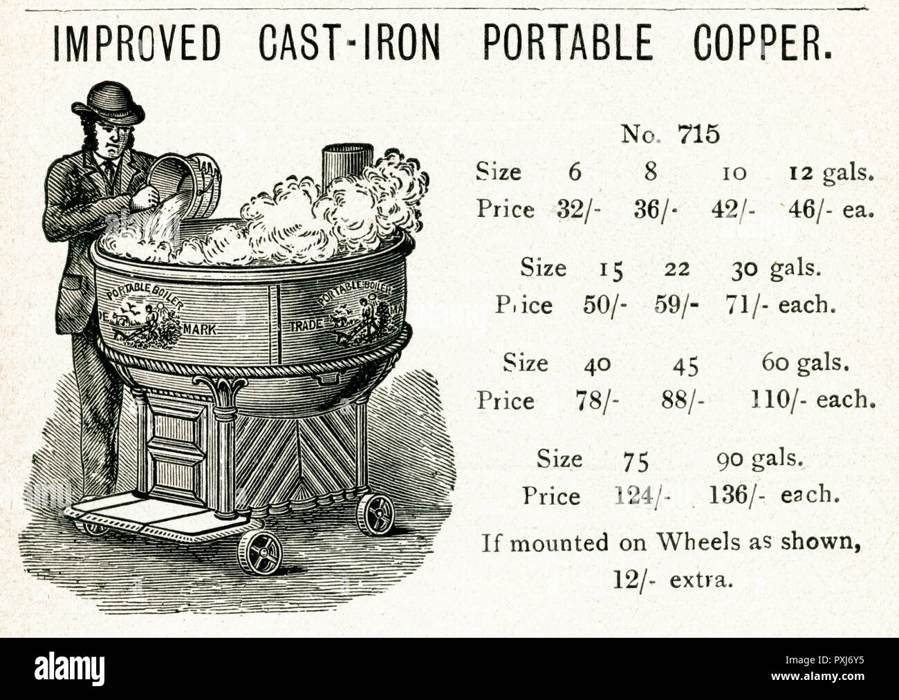 Improved cast-iron portable copper Stock Photo - Alamy