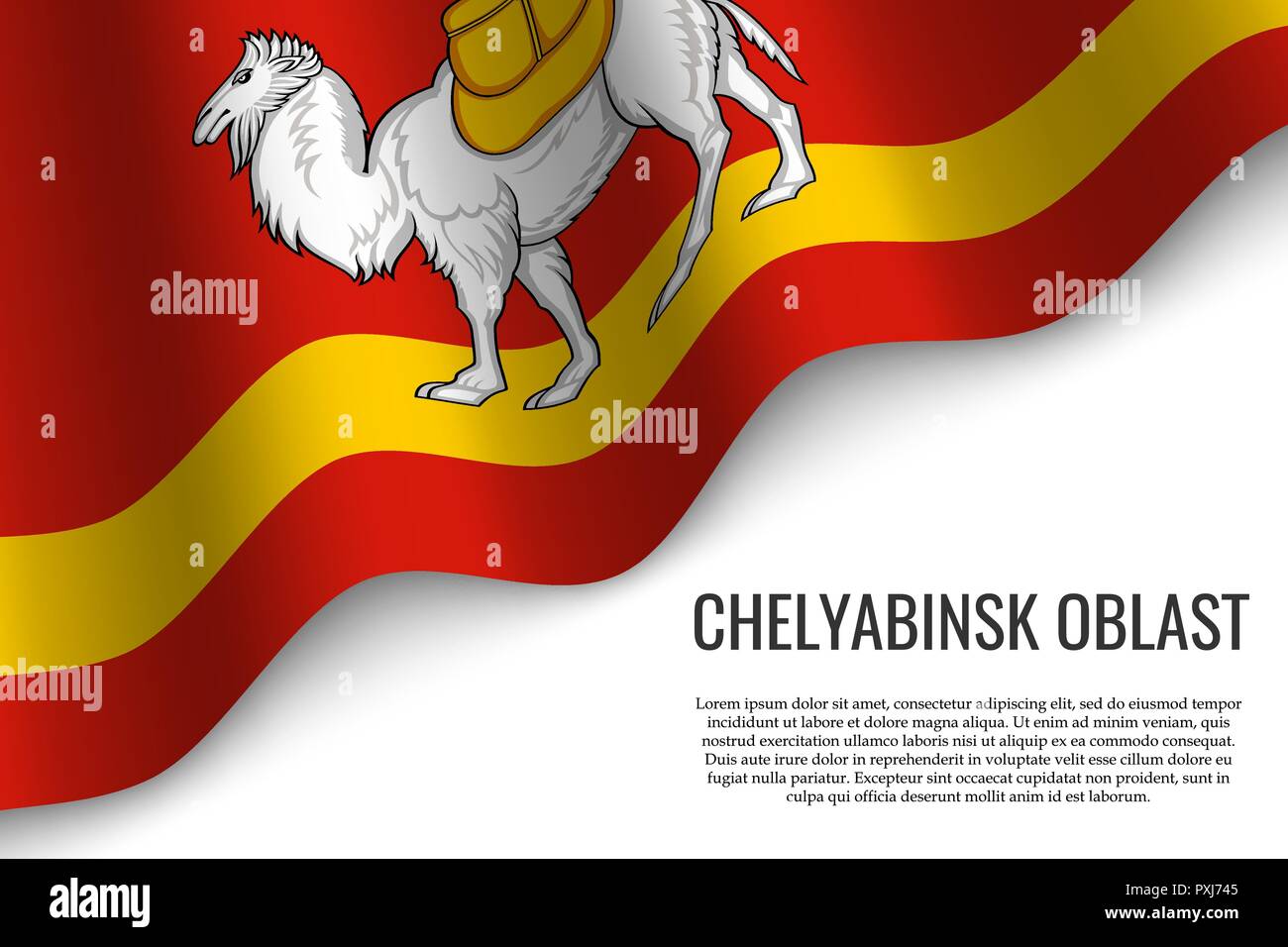 waving flag of Chelyabinsk Oblast is a region of Russia on transparent ...